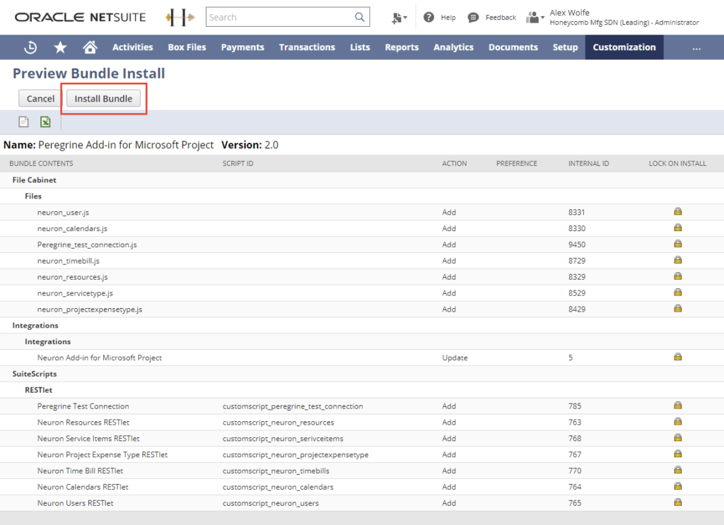 Installing the NetSuite SuiteApp - Peregrine Connect
