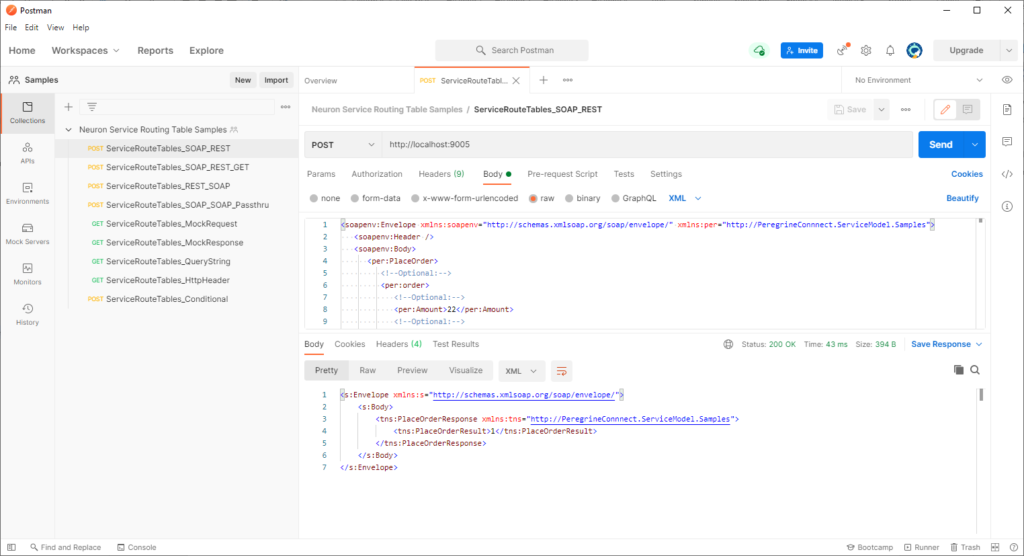 Service Routing Tables Sample - Peregrine Connect