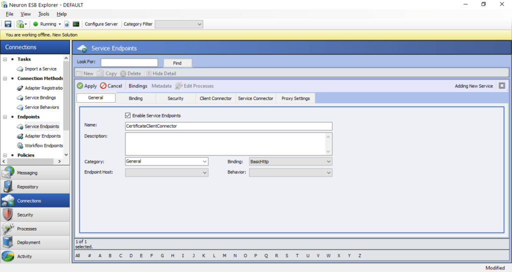Configuring Certificate Credentials for Service Endpoints - Peregrine Connect