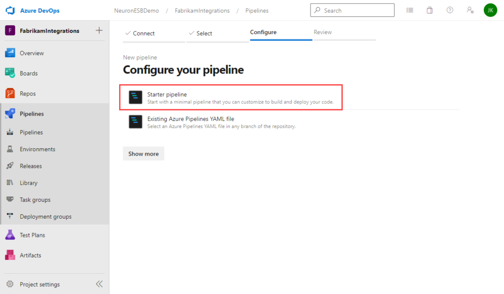 Using Azure DevOps with Neuron ESB - Peregrine Connect