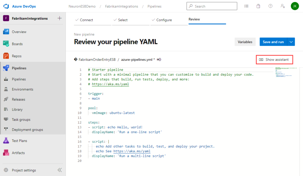 Using Azure DevOps with Neuron ESB - Peregrine Connect