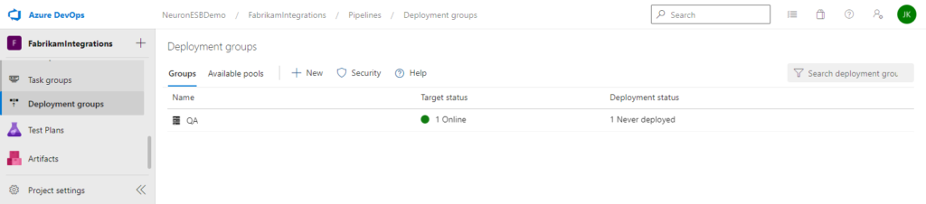 Using Azure DevOps with Neuron ESB - Peregrine Connect