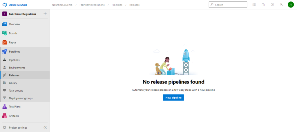 Using Azure DevOps with Neuron ESB - Peregrine Connect