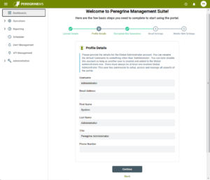 Initial Setup - Peregrine Connect