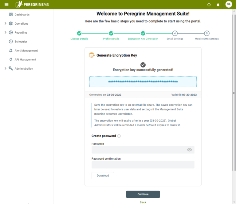 Initial Setup - Peregrine Connect