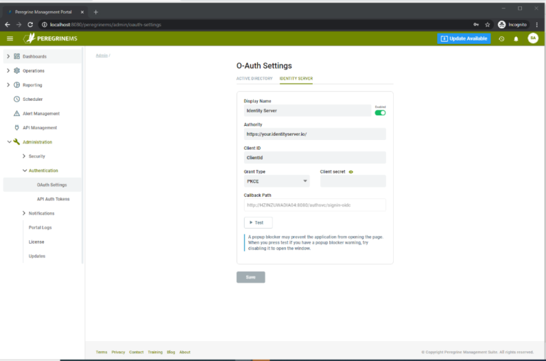 Peregrine Management Suite Administration - Peregrine Connect