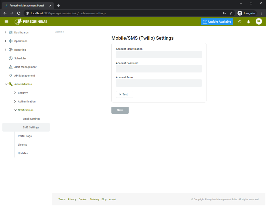Peregrine Management Suite Administration - Peregrine Connect