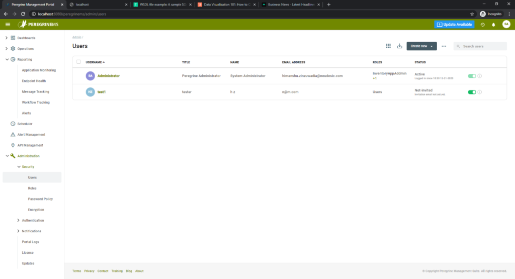 Peregrine Management Suite Administration - Peregrine Connect