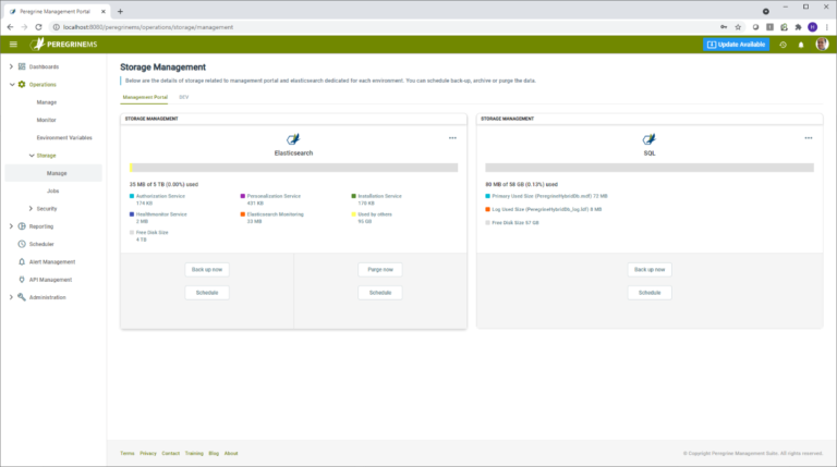 Environment Setup and Management - Peregrine Connect