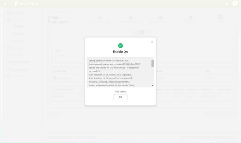 Environment Setup and Management - Peregrine Connect