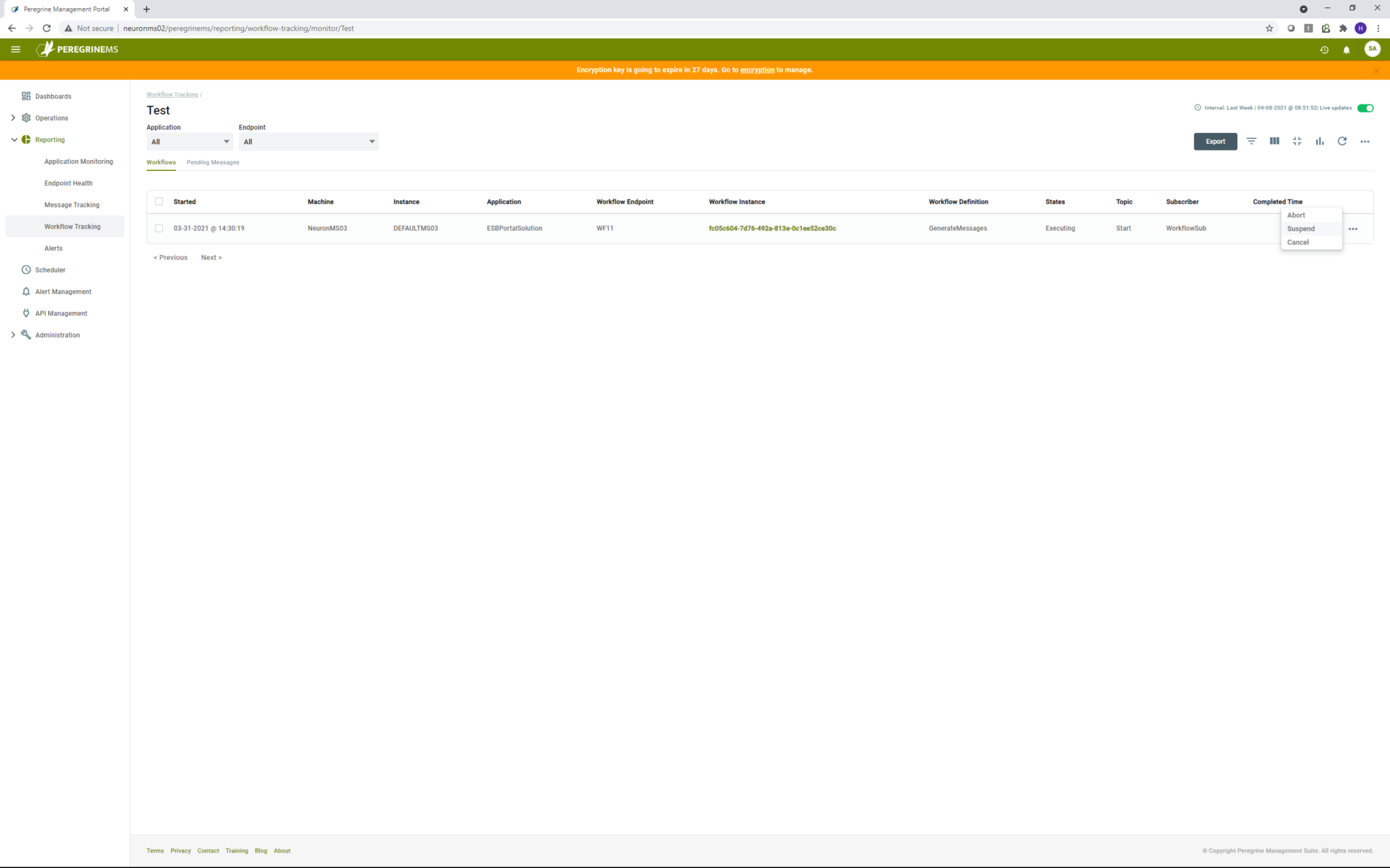 Reporting - Peregrine Connect
