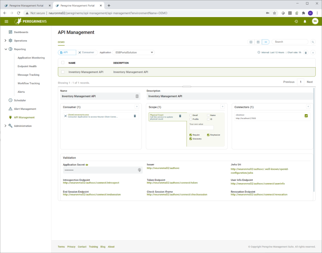 API Management - Peregrine Connect